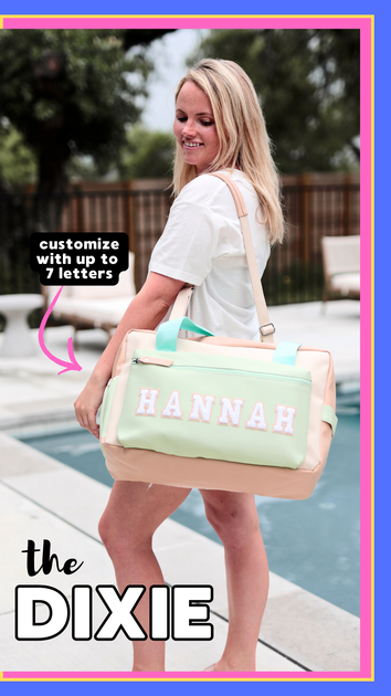 Custom Duffle Bag - DIXIE Color Block (Lime/Blue/Cream/Tan) – Jadelynn ...