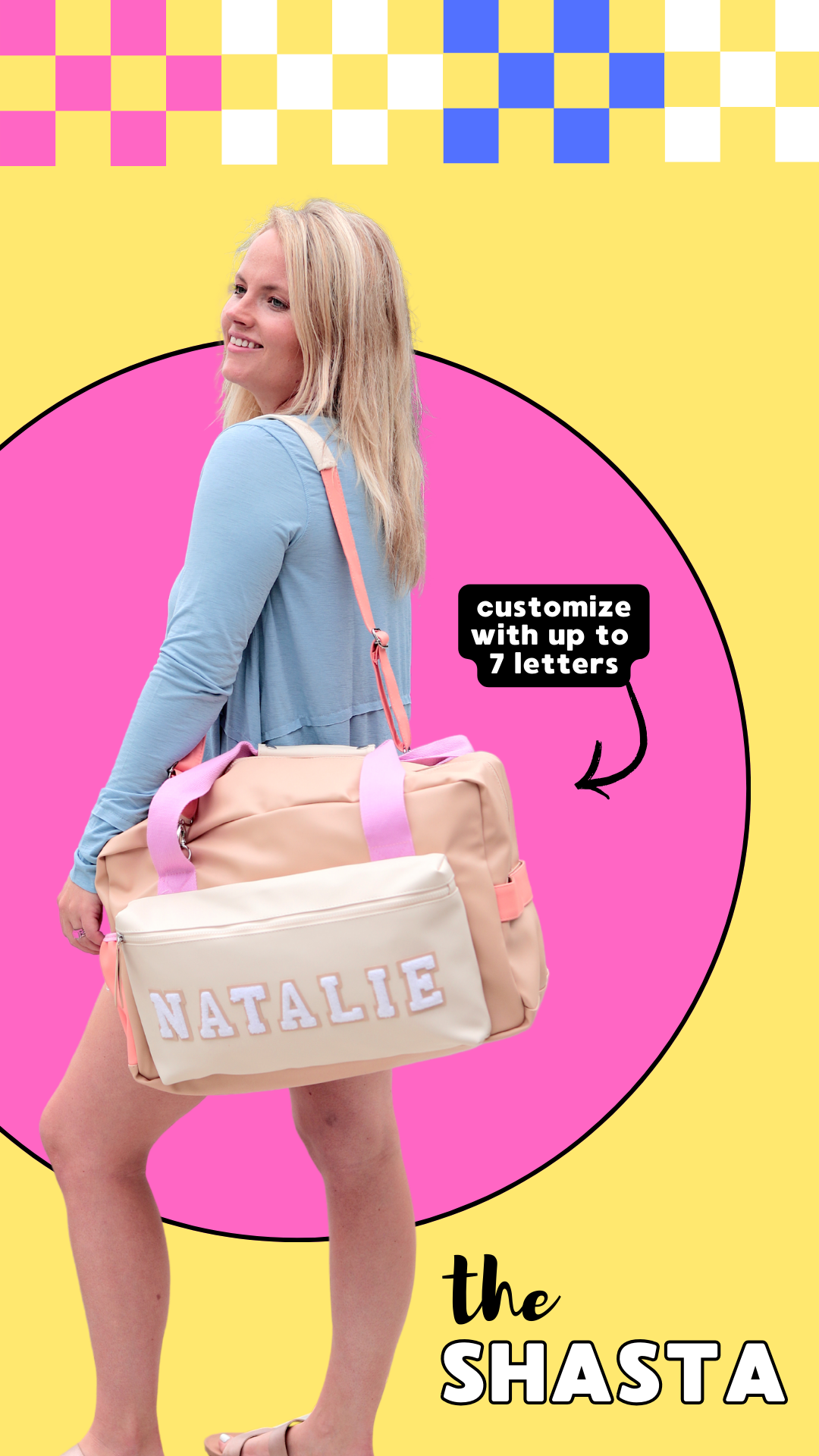 Custom Duffle Bag - SHASTA Color Block (Tan/Pink/Cream/Coral ...