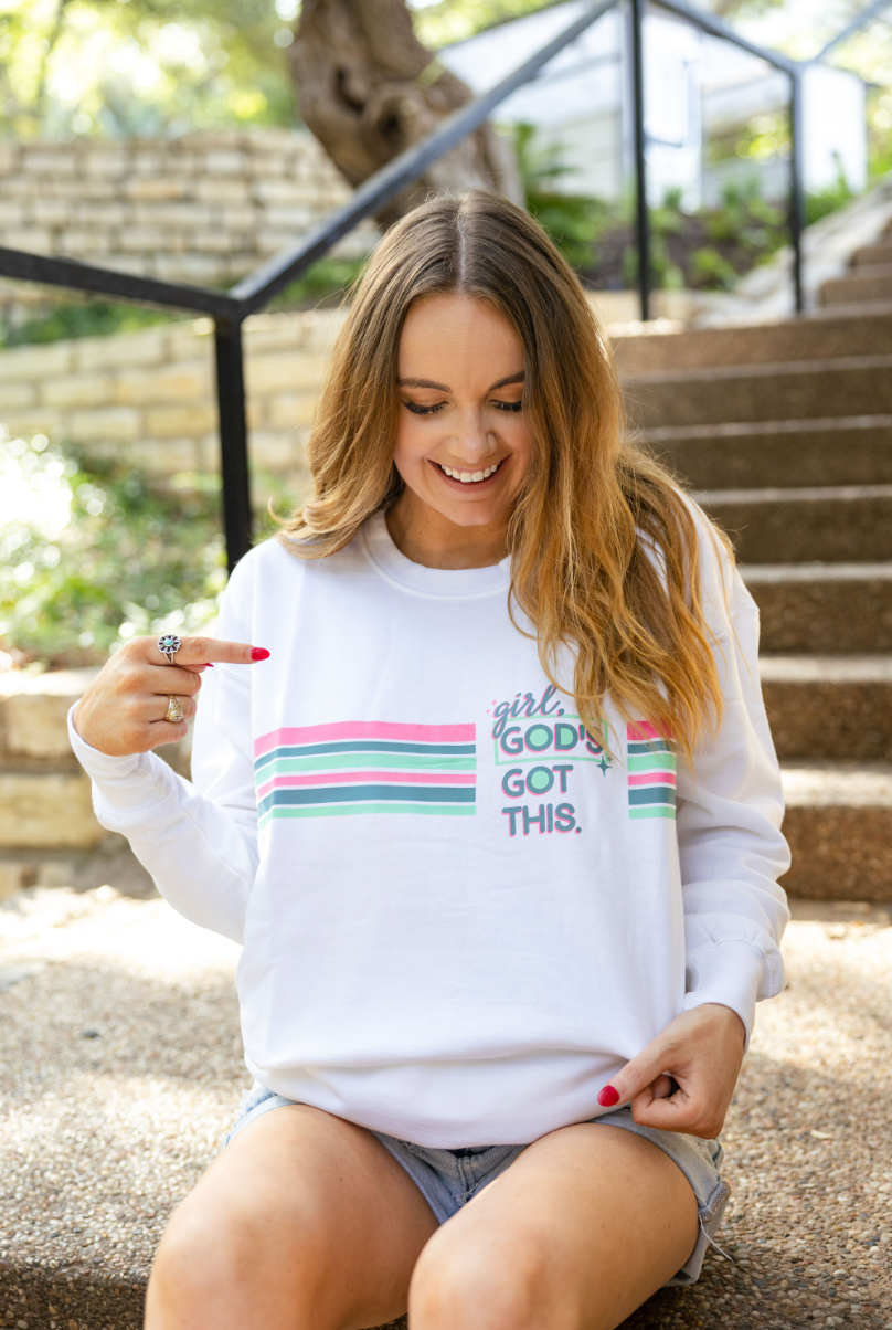 TSL - Girl, God's Got This (White) - Fleece Sweatshirt / Crew ...