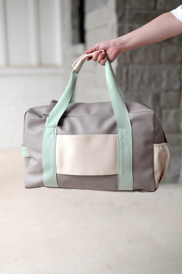 Custom Duffle Bag - NALA Color Block (Grey/Pistachio/Cream) – Jadelynn ...