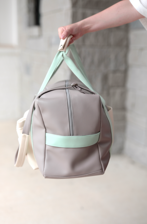 Custom Duffle Bag - NALA Color Block (Grey/Pistachio/Cream) – Jadelynn ...