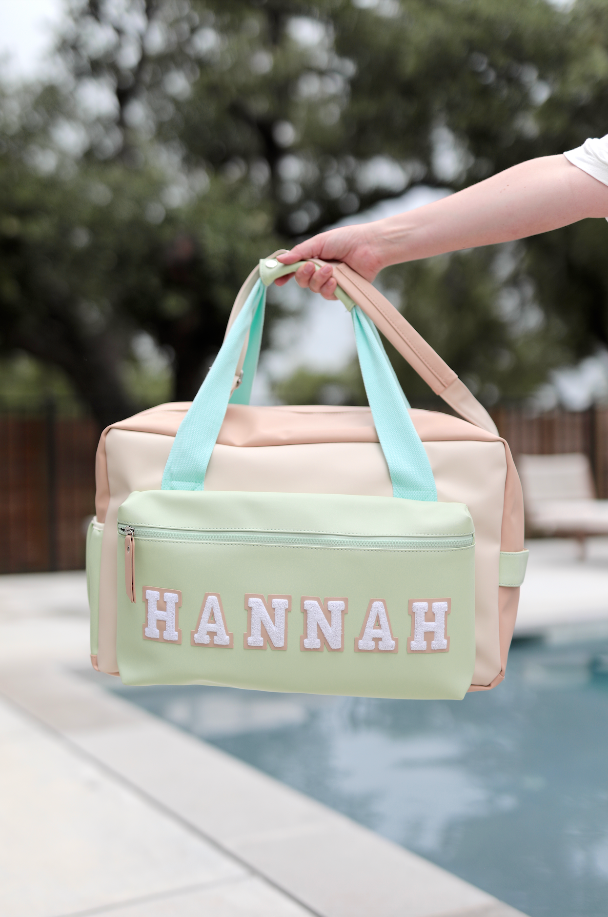 Custom Duffle Bag - DIXIE Color Block (Lime/Blue/Cream/Tan) – Jadelynn ...