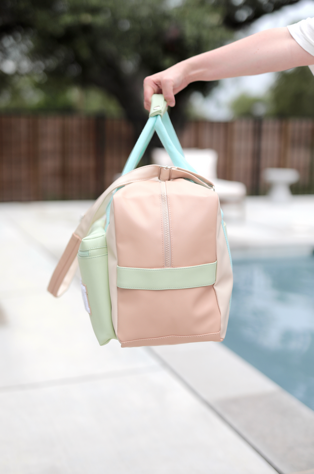 Custom Duffle Bag - DIXIE Color Block (Lime/Blue/Cream/Tan) – Jadelynn ...