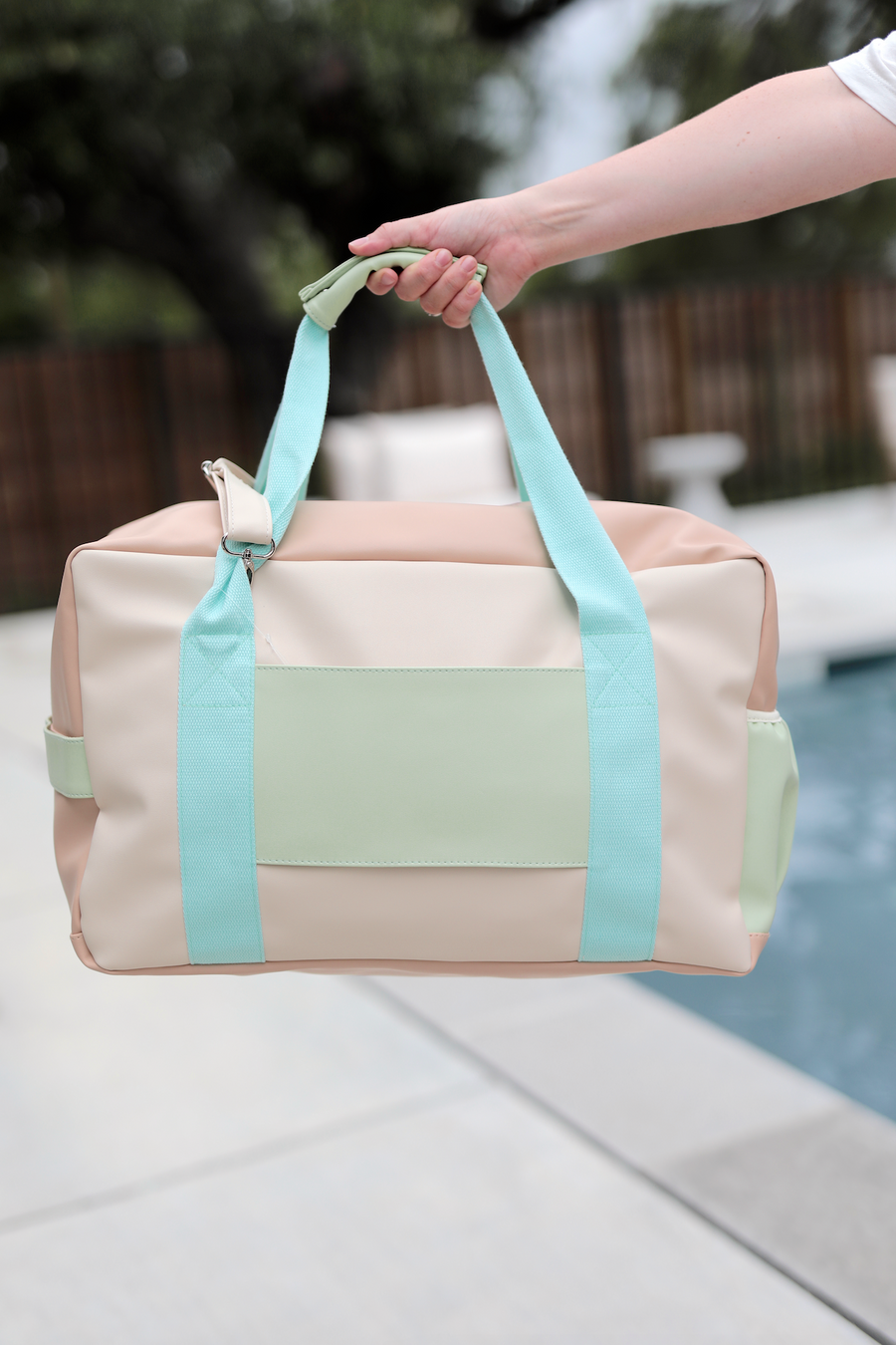 Custom Duffle Bag - DIXIE Color Block (Lime/Blue/Cream/Tan) – Jadelynn ...