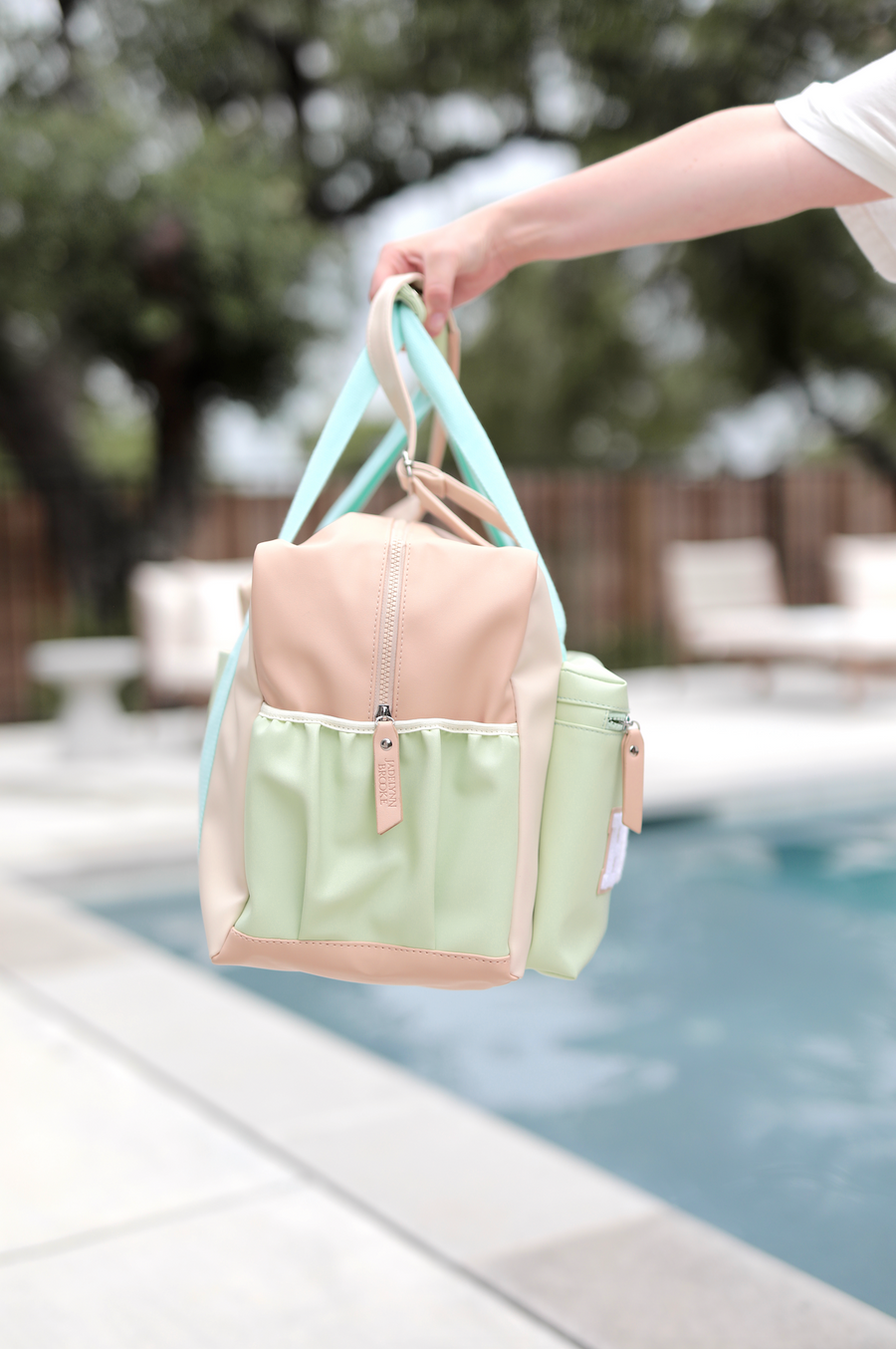 Custom Duffle Bag - DIXIE Color Block (Lime/Blue/Cream/Tan) – Jadelynn ...