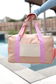 Custom Duffle Bag - SHASTA Color Block (Tan/Pink/Cream/Coral ...
