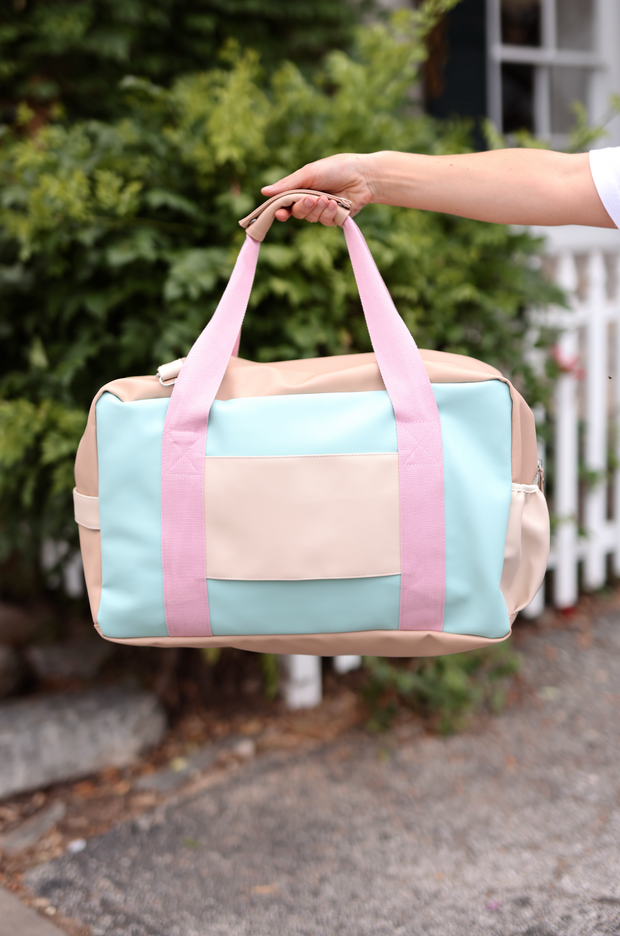 Custom Duffle Bag - SEASIDE Color Block (Mint/Tan/Cream/Pink ...