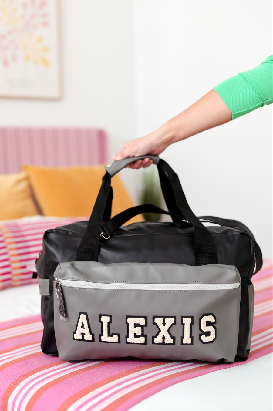 Custom Duffle Bag - Roxi Color Block (Midnight/Charcoal) – Jadelynn Brooke®